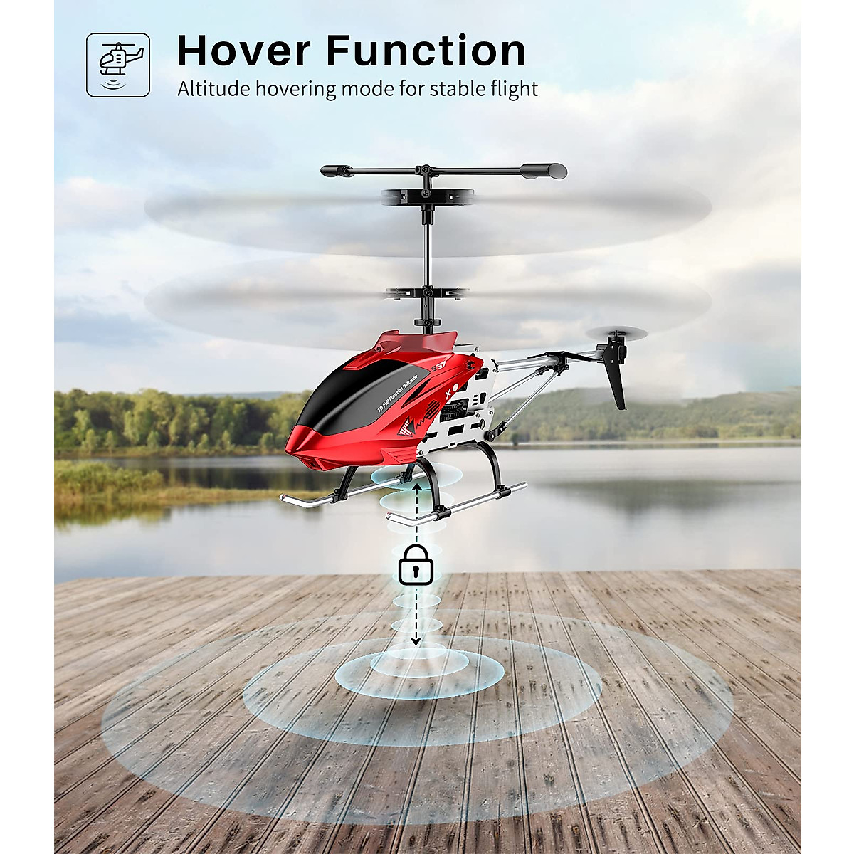 RC Helicopter, S37 Aircraft with Altitude Hold, 3.5 Channel, Sturdy Alloy Material, Gyro Stabilizer and High & Low Speed, Multi-Protection Drone for Kids and Beginners to Play Indoor-Red