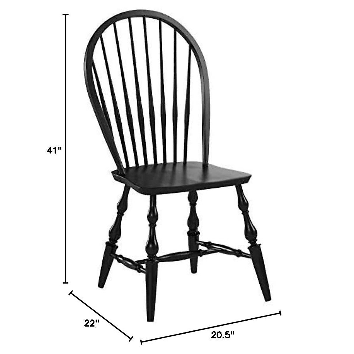 Sunset Trading Windsor Dining Chair Set, 41", Antique Black