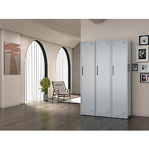 BYNSOE Metal Locker 1 Doors 71" Employees Locker Storage Cabinet Locker School Hospital Gym Locker Requires Assembly (Grey, 1 Door)
