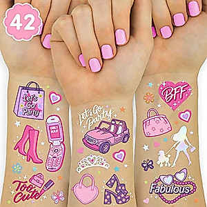 xo, Fetti Pink Temporary Tattoos for Girls - 42 styles | Pink Birthday Party Supplies, Party Favors, Cute Decorations, Easter Basket