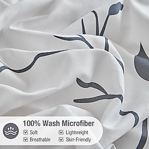 Lekesky Reversible Duvet Cover King Size, White Black Tree Branch Pattern Comforter Cover King 3pc Super Soft Microfiber Breathable Botanical Bedding Sets with Zipper Ties