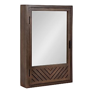 Kate and Laurel Mezzeta Decorative Modern Rectangle Bathroom Cabinet with Mirror, 20 x 5 x 30, Brown, Wooden Bathroom Mirror with Storage for Bath Medicine Cabinet or Over-The-Toilet Storage Cabinet
