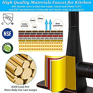 Touchless Kitchen Faucet, ANBSR Kitchen Sink Faucet with Pull Down Sprayer, High Arc Pulldown Single Handle for Motion Sensor, One Hole and 3 Hole 3 Setting Oil Rubbed Bronze Touch Kitchen Faucet
