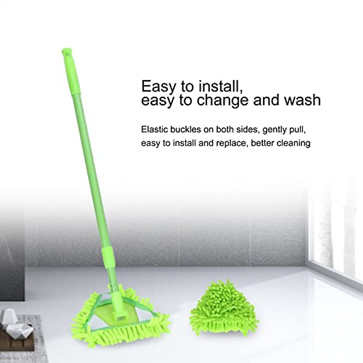 Extendable Mop 180 Degree Rotatable Triangular Cleaning Mop - Floor Cleaner, Glass Cleaner, and Versatile Cleaning Tool for Home, Wall, Ceiling, and Floors