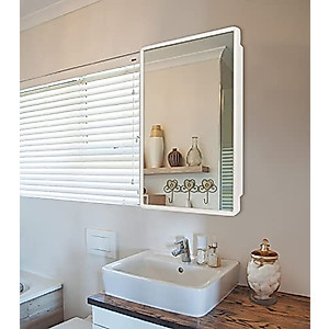 16'' W 24'' H Wood Framed Medicine Cabinet Organizer with Mirror Surface Mounting or in-Wall Installation (White)