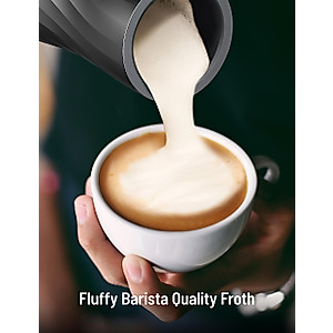 Milk Frother, Symdral 4-in-1 Milk Frother and Steamer, Automatic Hot and Cold Foam Maker & Milk Heater, with Auto Shut-Off, Silent Operation, Frother for Coffee, Latte, Cappuccino, Macchiato (Black)