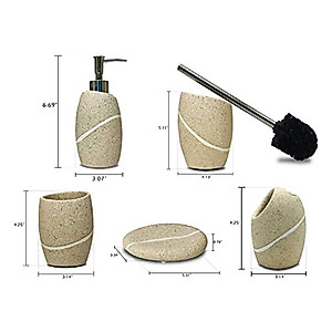 Bathroom accessory Set 5 Piece Bathroom Accessories with Soap Dispenser, Toothbrush Holder, Soap Dish, Toilet Brush with Holder, and Rinse Cup Bathroom Accessories Set for Home, Bathroom Decor (Cream)