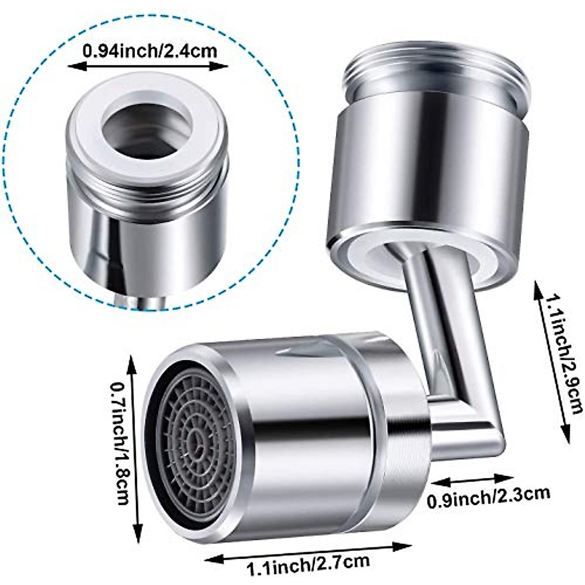 Universal Splash Filter Faucet, 720° Big Angle Swivel Sprayer Head Leakproof Double O-Ring Design with 4-Layer Net Filter
