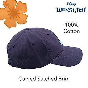 Disney Stitch Dad Hat, Adjustable Cotton Baseball Cap with Curved Brim, Navy, One Size