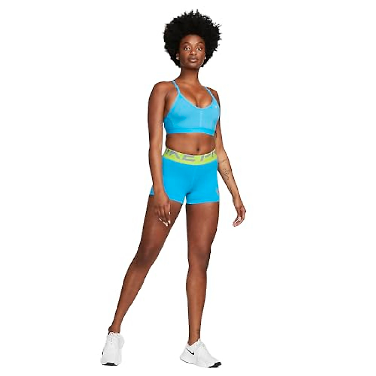 Nike Women's Pro 3" Training Shorts (Medium, Laser Blue)