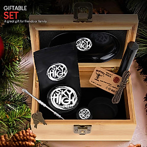 Sky High Dream Smell Proof Wooden Storage Box with Lock and Key - Odorless Portable Storage Case for Accessories - Includes Lock and Key, Storage Jar and Tube, Tray, Resealable Bag, and More