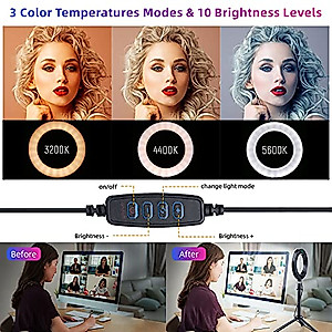Webcam Ring Light for Laptop, 6 inch Zoom Lighting,Video Conference Lighting, MacBook Ipad Light for Teleworking/Zoom Calls/Self Broadcasting/Live Streaming/YouTube Video/TikTok