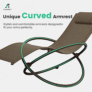 JEAREY Rocking Lounge Chair Outdoor Patio Lounge Chairs with Foam Armrest Chaise Lounge Patio Lounge Chairs for Poolside, Deck, Backyard