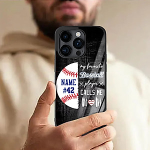 Eomnniofoy Custom Baseball Mom Phone Cases for Samsung Galaxy S10 S20 S21 S22 S23 S24 S25 Ultra Plus FE Edge | for iPhone Moto for Pixel, My Favorite Player Call Me Mom Gifts for Women Girls