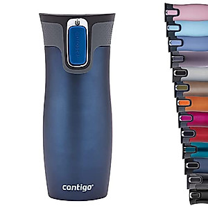 Contigo West Loop Autoseal Travel Mug, Stainless Steel Thermal Mug, Vacuum Flask, Leakproof Tumbler, Coffee Mug with BPA Easy-Clean Lid, 470 ml, Monaco