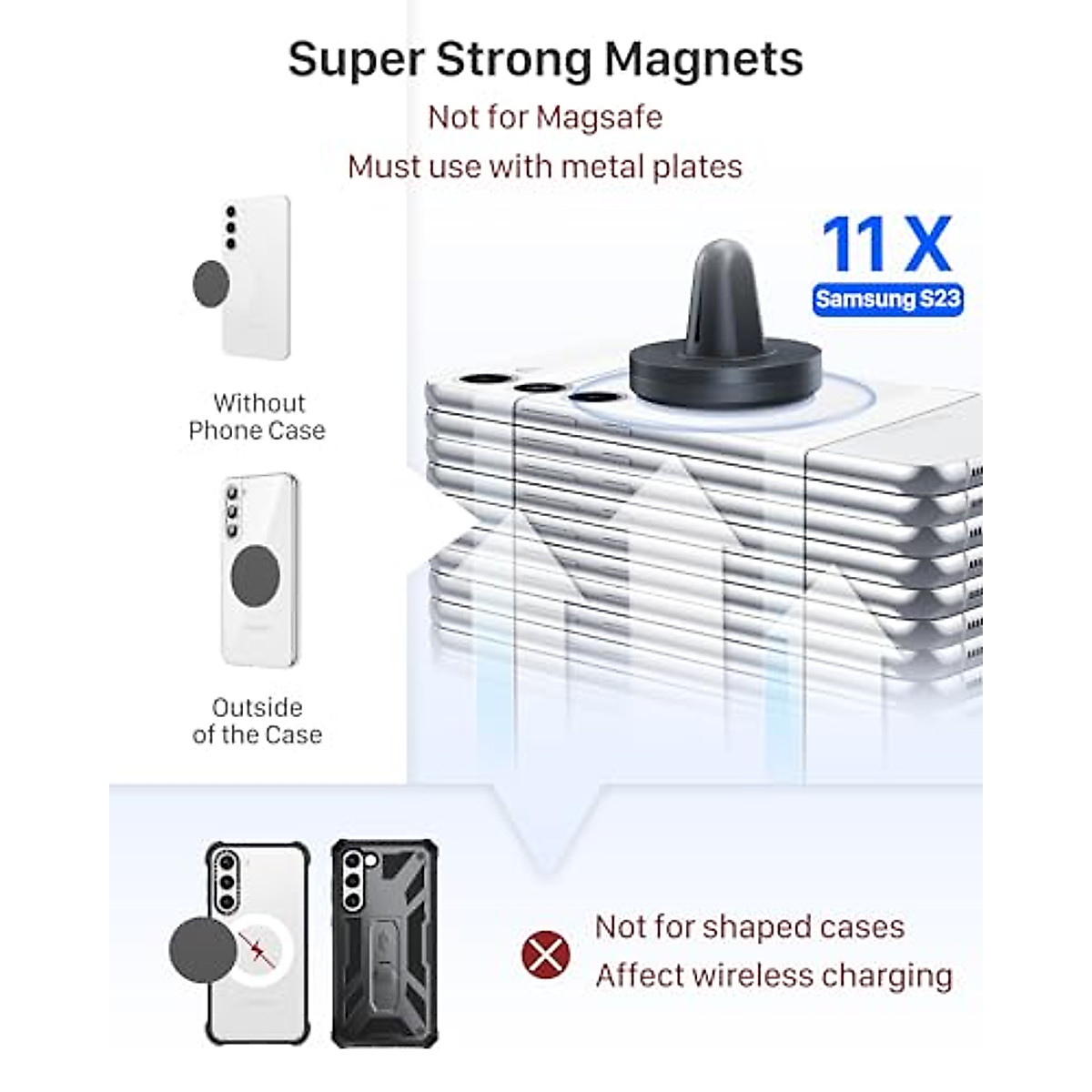 YOSH Magnetic Car Phone Mount Universal Phone Holder for Car Air Vent Cell Phone Car Cradle Compatible with iPhone 11 Pro Max XS XR X 8 7 6 Samsung S21 S20 S10 A71 Edge Note Pixel GPS etc
