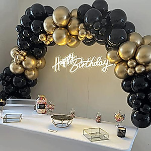 DKCPISCO Black Gold Balloons Garland Kit, 122PCS Black Metallic Gold Confetti Latex Balloons Arch Kit for Graduation Birthday Weddings with long strip and balloon dot glue