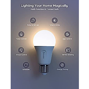 Govee Smart Light Bulbs, Dimmable LED Bulbs Work with Alexa & Google Assistant, 2700K 800 Lumens Soft Warm White WiFi & Bluetooth Light Bulbs, A19 E26 9W LED Bulbs, 60W Equivalent, 4 Pack