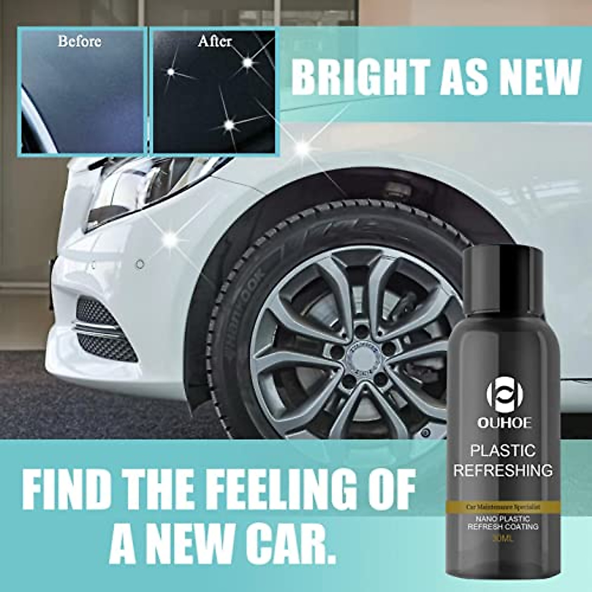 Plastic Revitalizing Coating Agent, 30/50ML Nano Plastic Refreshing Coating, Plastic Parts Refurbish Agent for Car, Plastic Parts Retreading Agent Automotive Interior Cleaning Agent (50ml-1pc)
