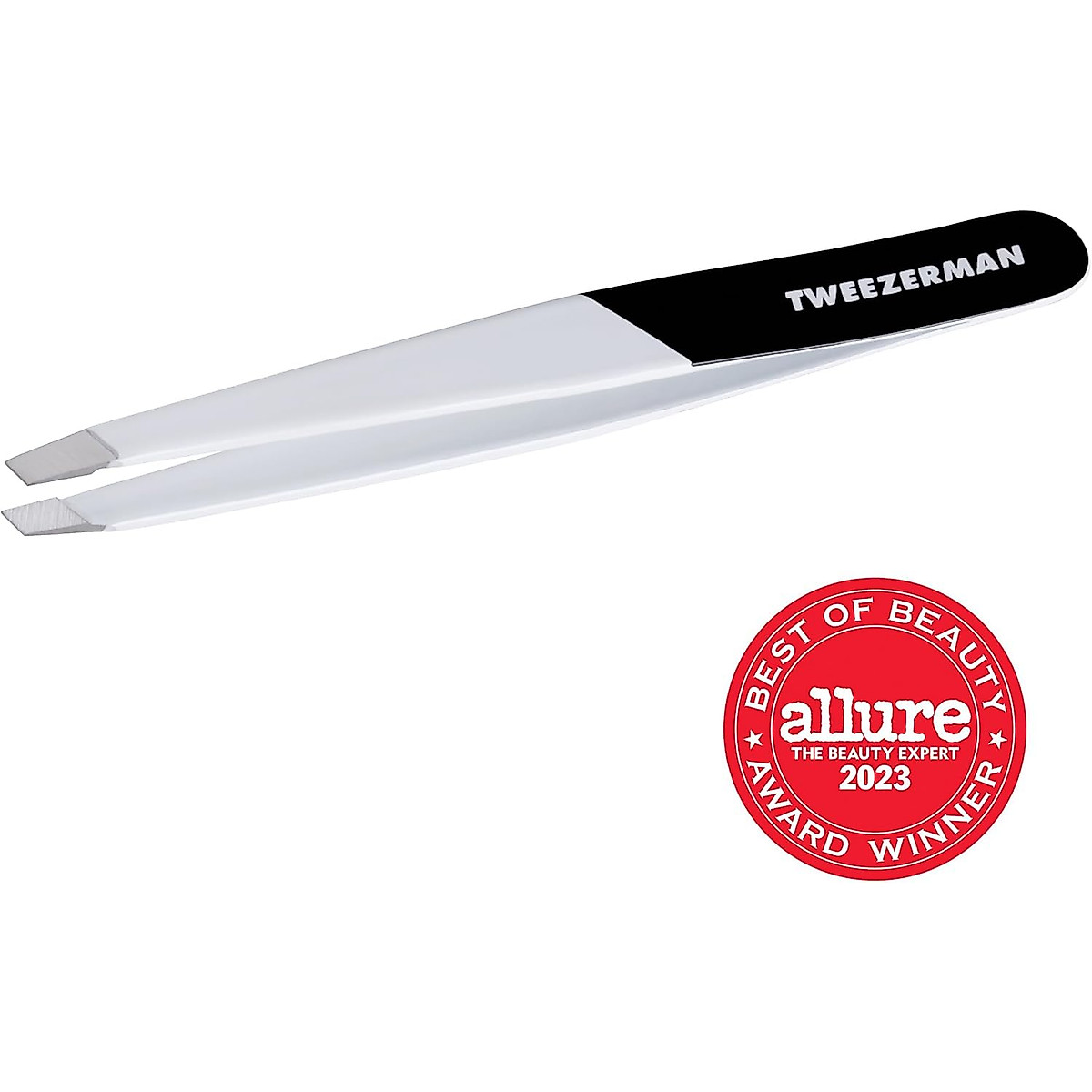 Tweezerman Stainless Steel Slant Tweezer - Eyebrow Tweezers for Women and Men (Midnight Strike)