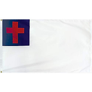 Made In USA Flags Co. - Christian Flag - Fade-Resistant Church & Garden Flag with SolarMax Nylon, Appliqued Cross, Strong Lock-Stitching - All-Weather Durable - 3’x5’ Christian House Flag