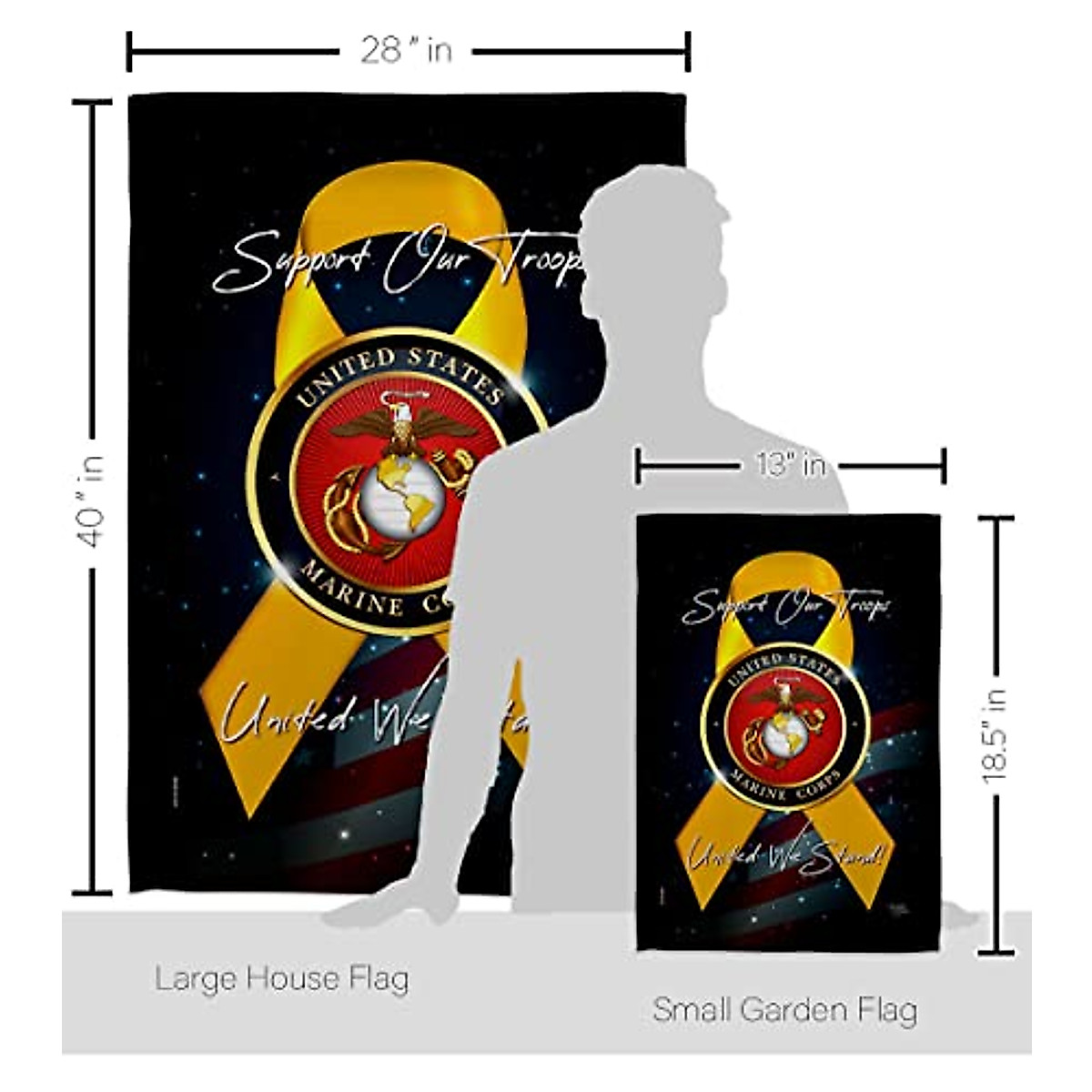 Breeze Decor Support Marine Corps Garden House Flag Kit Armed Forces USMC Semper Fi United State American Military Veteran Retire Official Decoration Banner Small Yard Gift Double-Sided, Made in USA