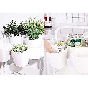 Rikyo 4Pack Hanging Cup Holders,Trolley Basket Storage,Rolling Cart Accessories,4.75x4 Hanging Holder Storage Containers Hanging Buckets Hanging Bins,Plant Container Holder (Black)