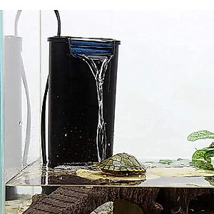 TechnologyMatter Turtle Filter Submersible Low Water Level Waterfall Filter Turtle Tank Aquarium Filter (Black Filter)