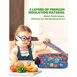 JOYHILL Kids Lunch Box, Insulated Lunch Bag for Teen Girl Boy, Lunch Boxes for Kids with Water Bottle Holder for School, Cute Lunchbox Kawaii Small Lunch Tote Toddler Grey