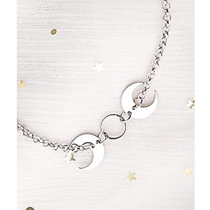 Sacina Gothic Crescent Moon Choker Necklace, Crescent Moon Zinc Alloy Pendant, Goth Gift for Women (Zinc Alloy Moon)