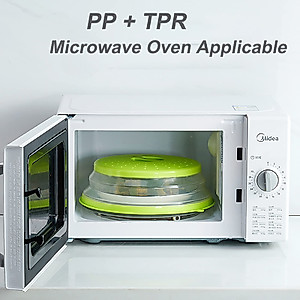 Vishui Upgraded Collapsible Microwave Lid, Vented Microwave Splatter Cover, Vegetable Fruit Cleaning Basket, 10.5 inches with Hook Hole, Multi-function Kitchen Gadget, BPA Free, Dishwasher Safe