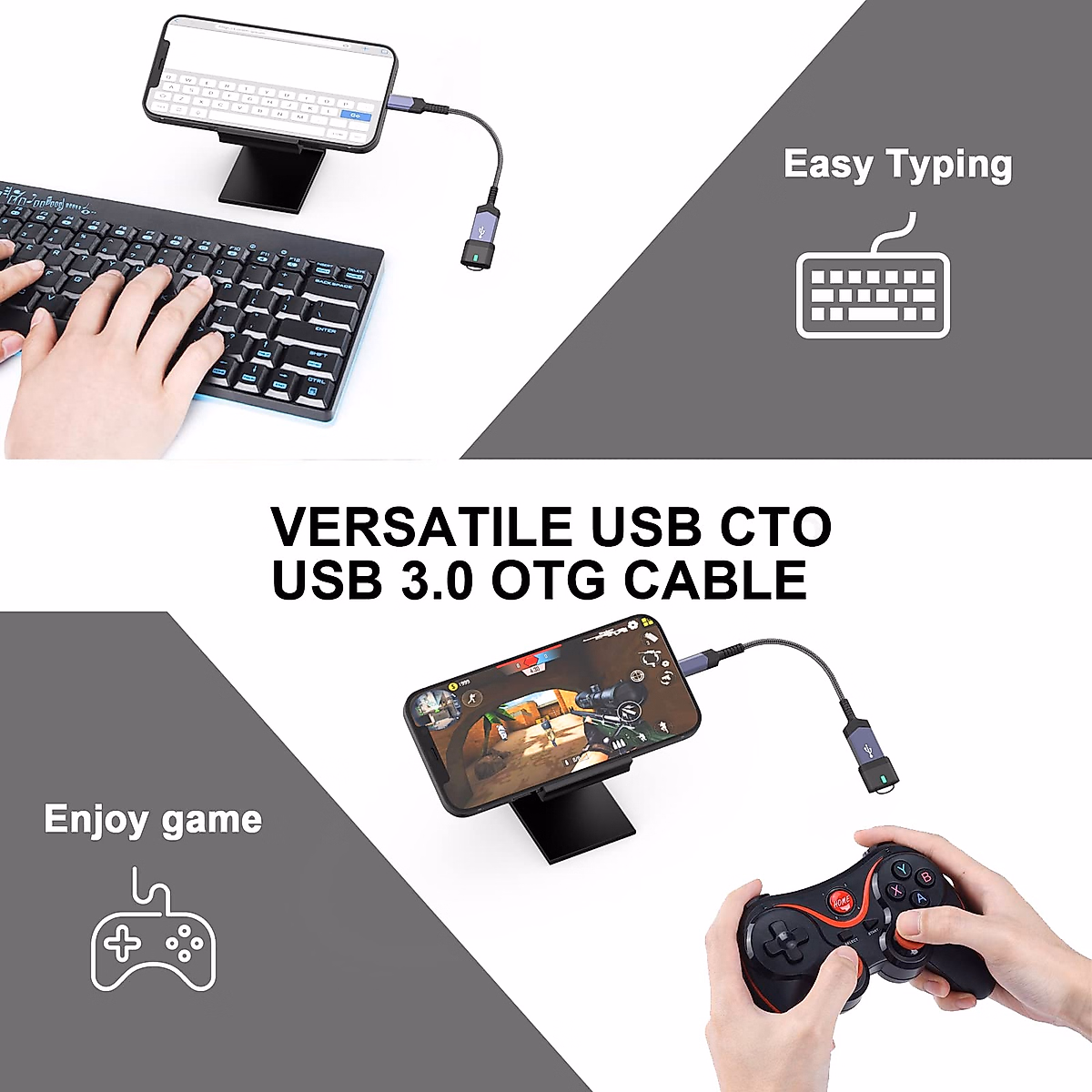 Lightning to USB Camera OTG Adapter for iPhone iPad,[MFi Certified]Cable Adapter Converter Supports USB Flash Drive,Gamepad,Hubs,Mouse,Keyboard,U Disk