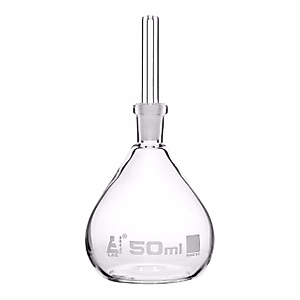 EISCO Specific Gravity Bottle, 50ml - Flat Bottom with Perforated Stopper - Borosilicate Glass Labs