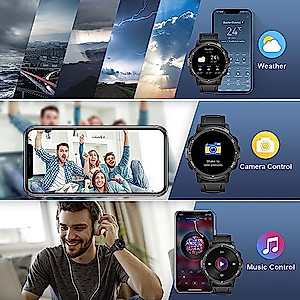 Basznrty Smart Watch for Men Fitness: (Make/Answer Call) Bluetooth Military Smartwatch for Android iPhone Phones Waterproof Outdoor Tactical Digital Sport Run Watches Tracker Sleep Heart Rate Monitor