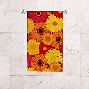 Hand Towels Face Towels Set of 2 Red Orange Yellow Gerbera Flowers Soft Comfortable Polyester Microfiber Fast Water Absorbent Towels for Bathroom Kitchen 30X15 Inch