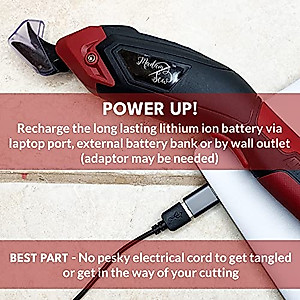 Madam Sew Electric Scissors for Fabric Cutting, Heavy Duty Cordless Shears with USB Rechargeable Battery, Trigger Operation and Non-Slip Grip Cuts Denim, Wool, Leather - REPLACEMENT BLADES AVAILABLE