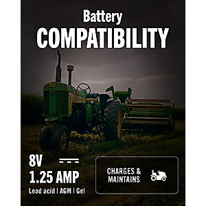 Battery Tender Junior 8V, 1.25 AMP Car Battery Charger and Maintainer: Fully Automatic 8V Automotive Battery Charger for Cars, Motorcycles, ATVs - 022-0197