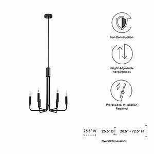 Modway Rekindle 6-Light Chandelier in Black