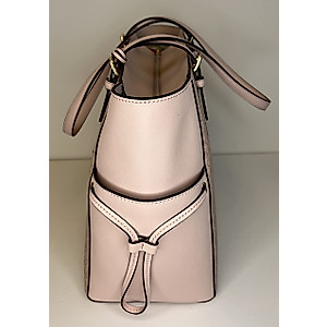 Michael Kors MICHAEL Michel Kors Gilly Large Drawstring Travel Tote bundled with Double Zip Wristlet Purse Hook (Signature MK Pink)