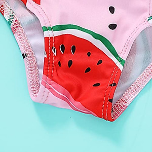 Infant Baby Girl Swimsuit Leopard Backless Swimwear Girl One Piece Halter Ruffle Watermelon Bathing Suit (Watermelon, 70, 3_Months)