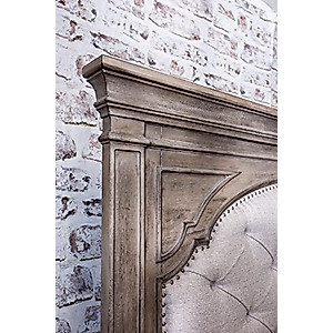 Steve Silver Highland Park Driftwood Gray Wood Upholstered Panel King Bed