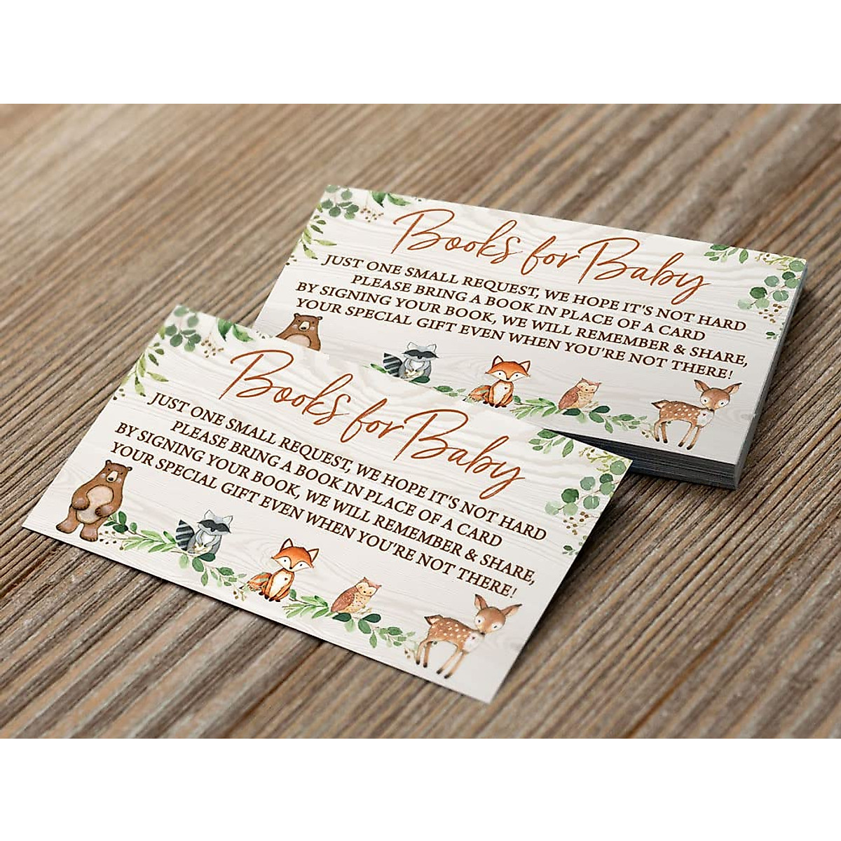 Bring a Book Insert Cards, Set of 50, Woodland Baby Shower Games, Activities, Favors