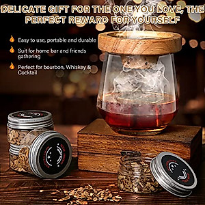 TFURLCC Cocktail smoker infuser kit with Four Flavors wood chips for Whiskey, Bourbon, Old Fashioned drink, cheese, meat, fruits and more! Gift for men., LxWxH 6.6*6.2*1.9 inches