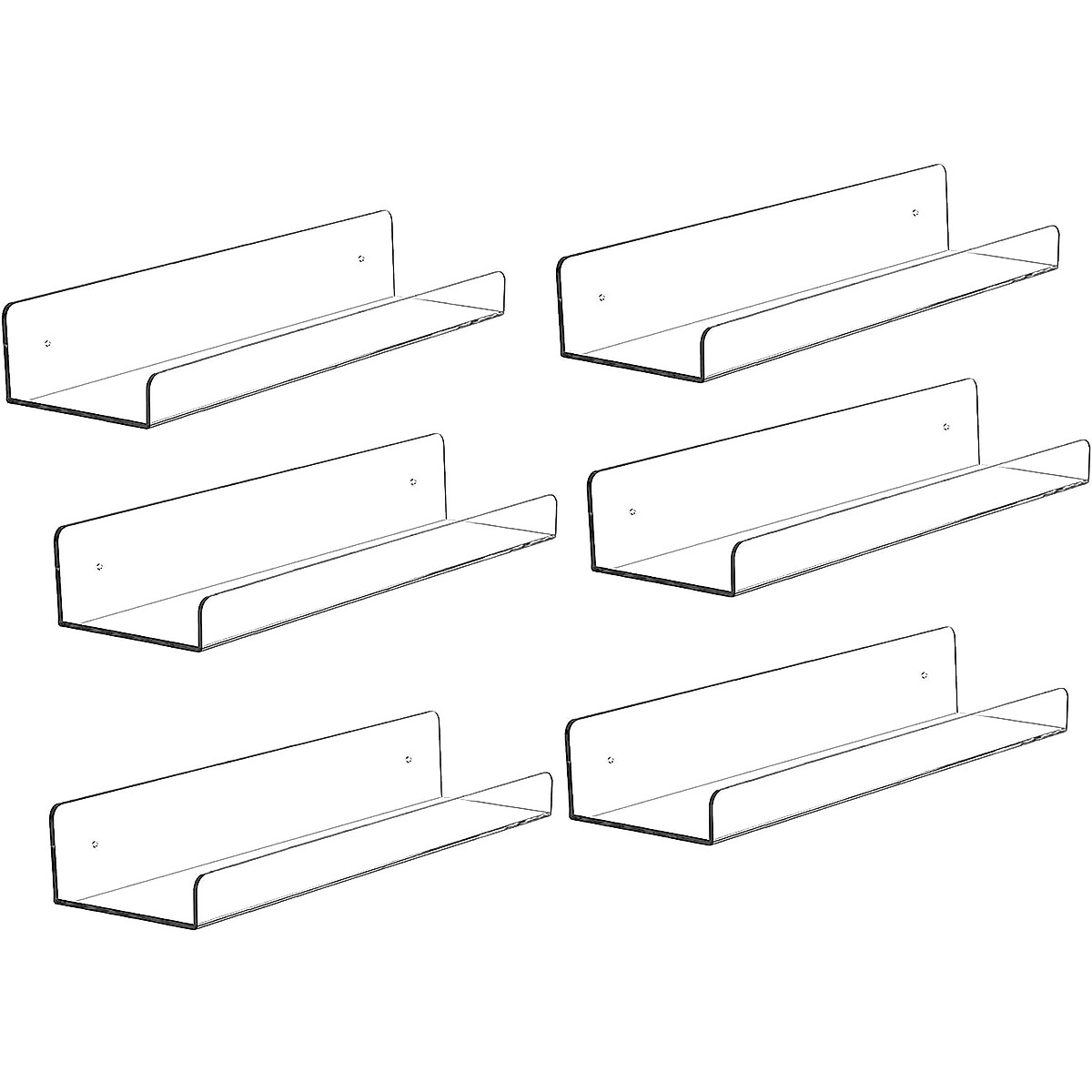 MIZUKUM 15-Inch Premium Clear Acrylic Wall Shelves: Versatile Floating Display Ledge for Books, Decor & Storage - Ideal for Living Room, Bedroom, Kitchen & Bathroom (6)