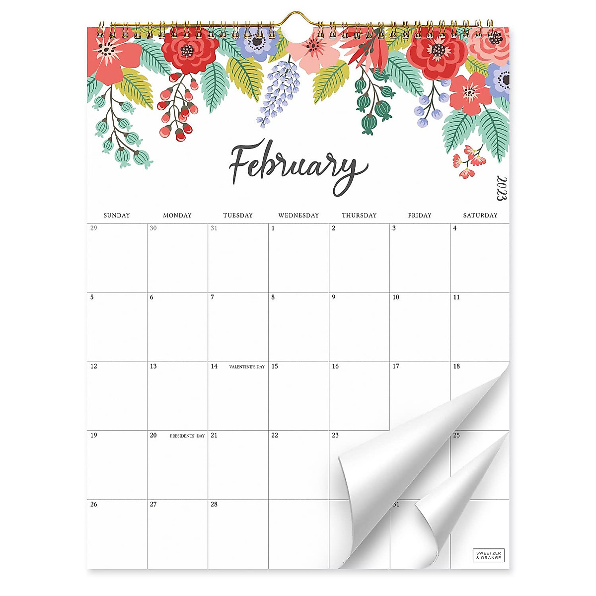 S&O Vertical Floral Wall Calendar from Jan 2023-Jun 2024 - Tear-Off Monthly Calendar - 18 Month Academic Wall Calendar 2023-2024 - Hanging Calendar to Track Anniversaries & Appointments - 10.5x13.5”in