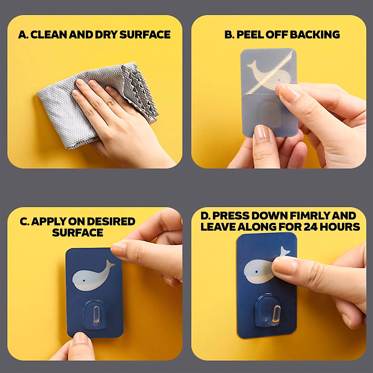 MOVALUE Kids Wall Hooks - Adhesive Wall Hanging Hooks for Kids - Cute Wall Animal Hooks - Towel Hook Child - Childrens Hangers for Bedroom, Bathroom or Nursery, 8 Pack