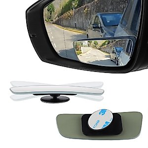 LivTee Blind Spot Mirror, Rectangular Shaped HD Glass Frameless Convex Rear View Mirror with wide angle Adjustable Stick for Cars SUV and Trucks, Pack of 2