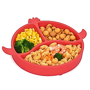 PARENTCARE Toddler Plates, Stay Put Baby Plates with Suction, Food Grade Silicone Divided Suction Plates for Toddler and Babies, Baby Led Weaning Plates, Non Slip Self Feeding Supplies for Any Surface