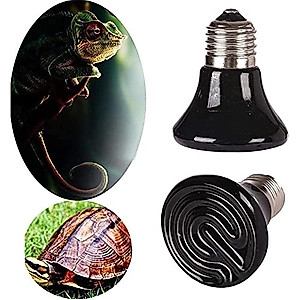 Lxcom Lighting 25 Watt Mini Reptile Heat Lamp Bulb 25W 60MM Pet Infrared Ceramic Heat Emitter for Brooder Coop, Lizard, Lambs, Snake, No Light, Black, 110V( 4 Pack)