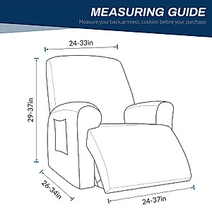 Asnomy Recliner Chair Covers Lazy Boy Recliner Covers with Pockets Stretch Velvet Couch Cover Slipcovers 1-Piece Furniture Protector for Dogs Cats(Recliner,Dark Grey)